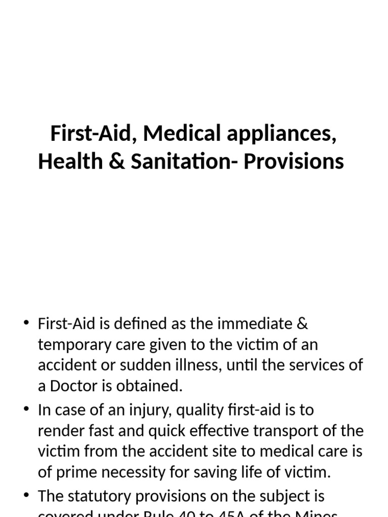 First-Aid, Medical Appliances, Health & Sanitation - Provisions | PDF ...