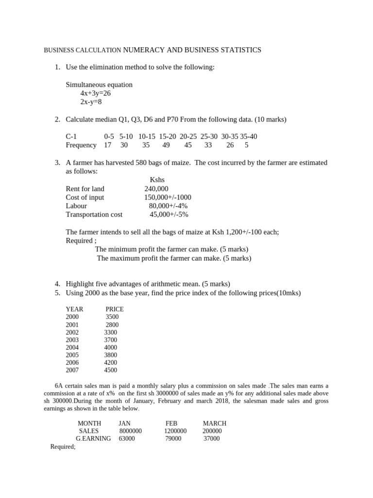 Business Calculation and Statistics Guide | PDF | Economies