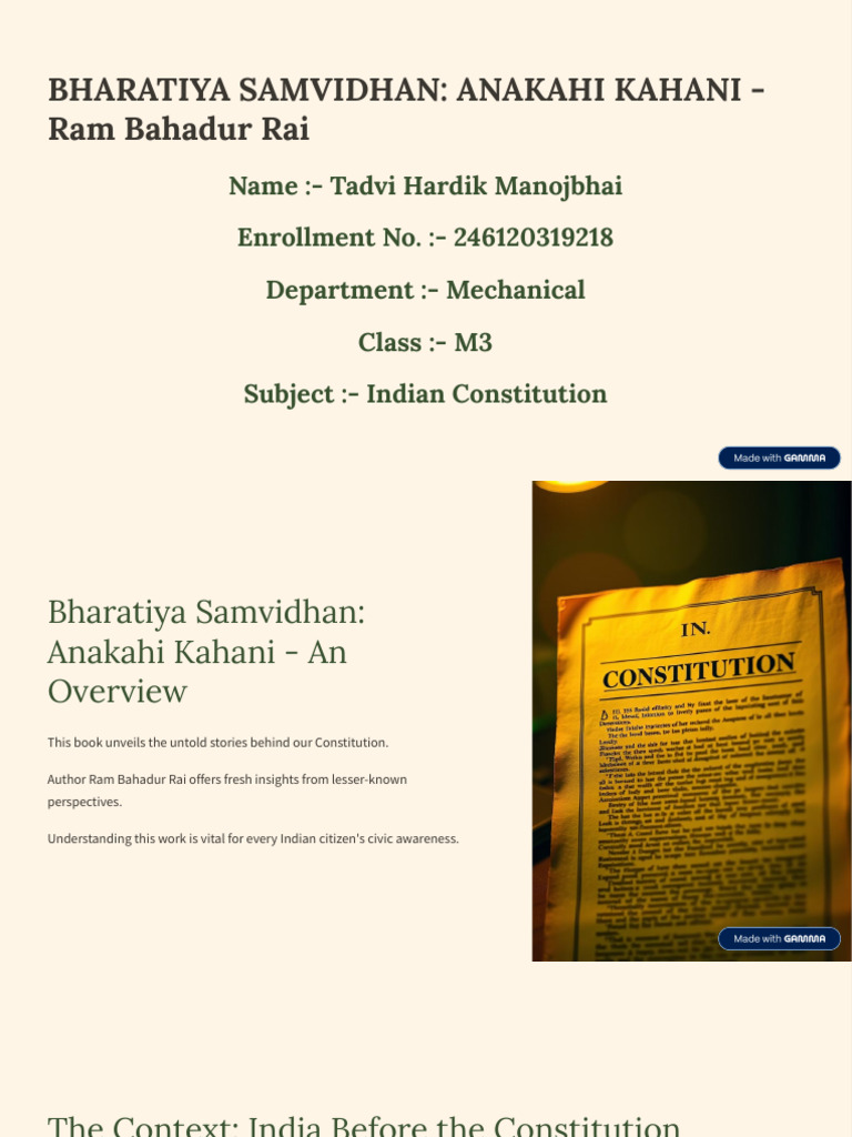 Bharatiya Samvidhan Anakahi Kahani Ram Bahadur Rai | PDF | Political ...