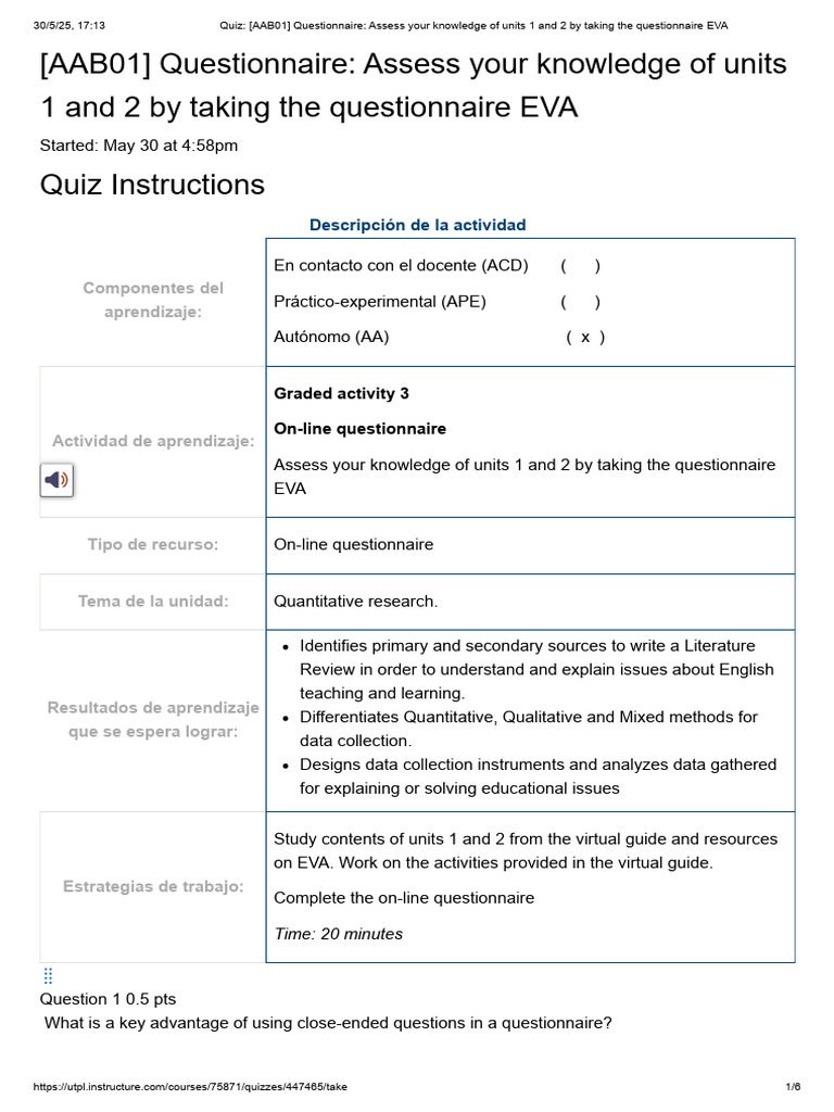 Quiz - (AAB01) Questionnaire - Assess Your Knowledge of Units 1 and 2 ...