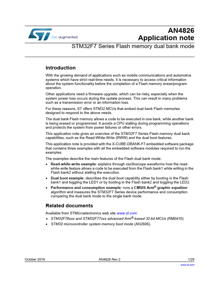 STM32F7 Dual Bank Flash Memory Guide | PDF | Booting | Flash Memory