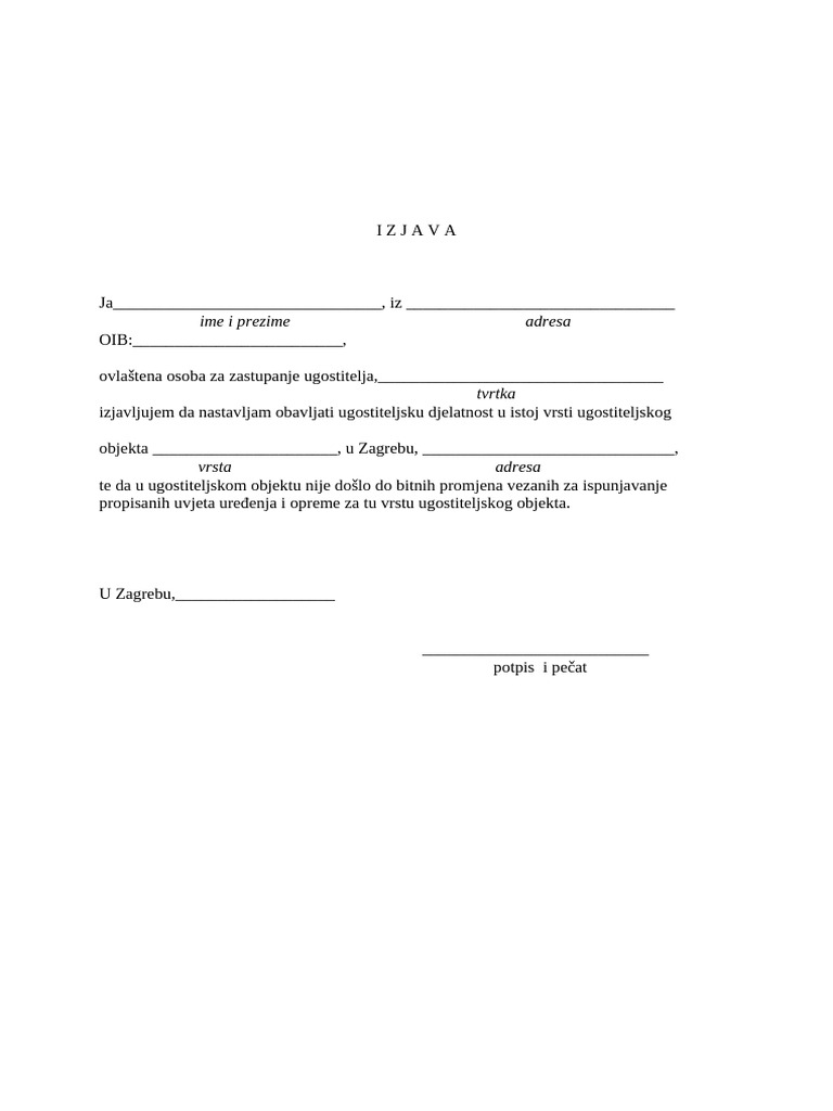 Nastavak Izjava | PDF