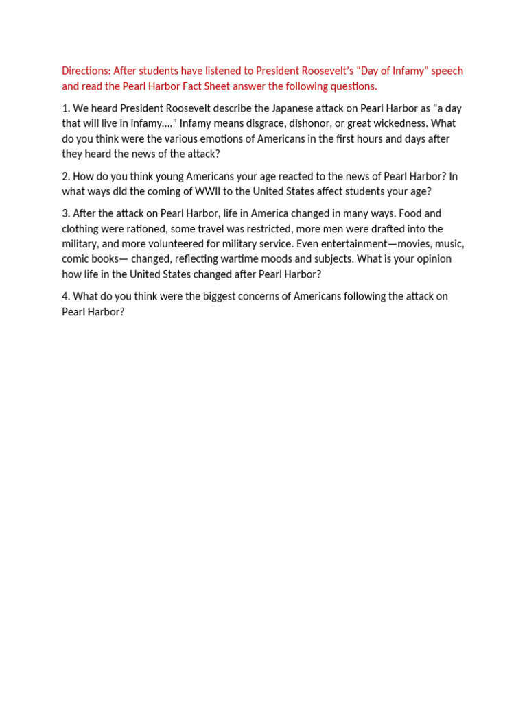 A Day of Infamy Speech | PDF