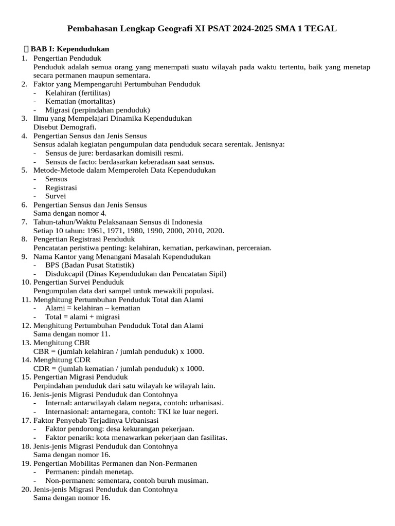 Rangkuman Materi Geo Sma 1 | PDF