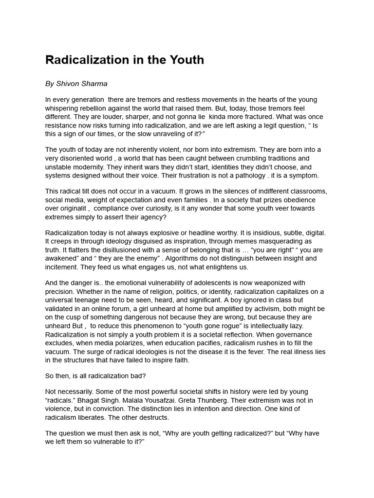 Understanding Youth Radicalization Today | PDF