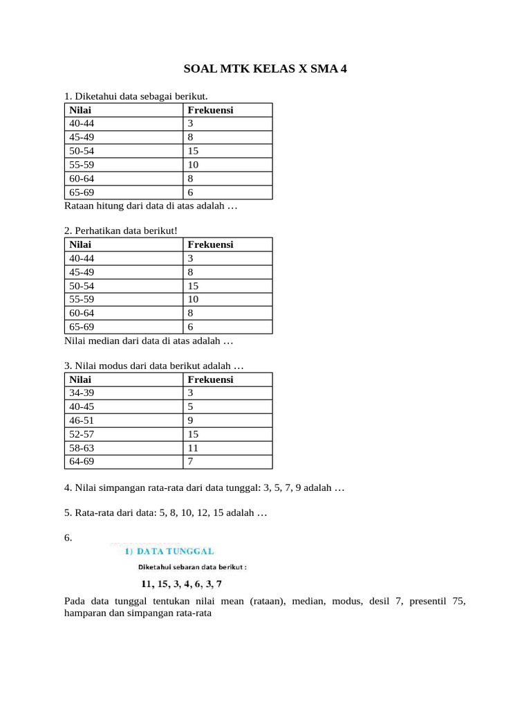 Soal Matematika Kelas X SMA | PDF