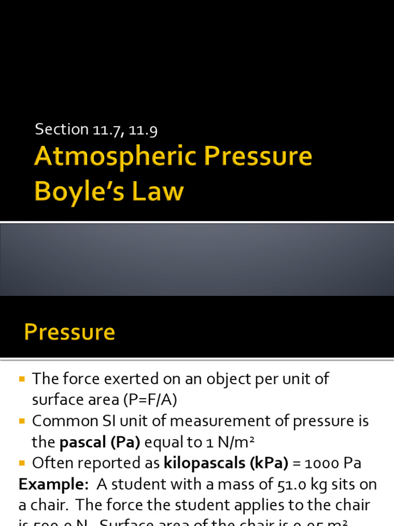Atomspheric Pressure Boyle S Law PPT Slides | PDF | Pascal (Unit) | Pressure