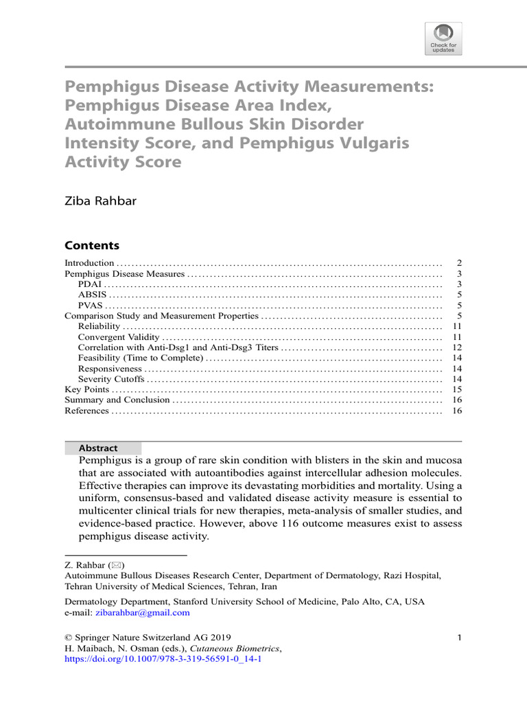 Pemphigus Disease Activity Scores Explained | PDF | Dermatology ...