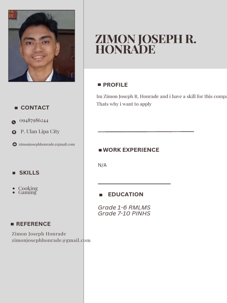 Grey Brown Simple Resume | PDF
