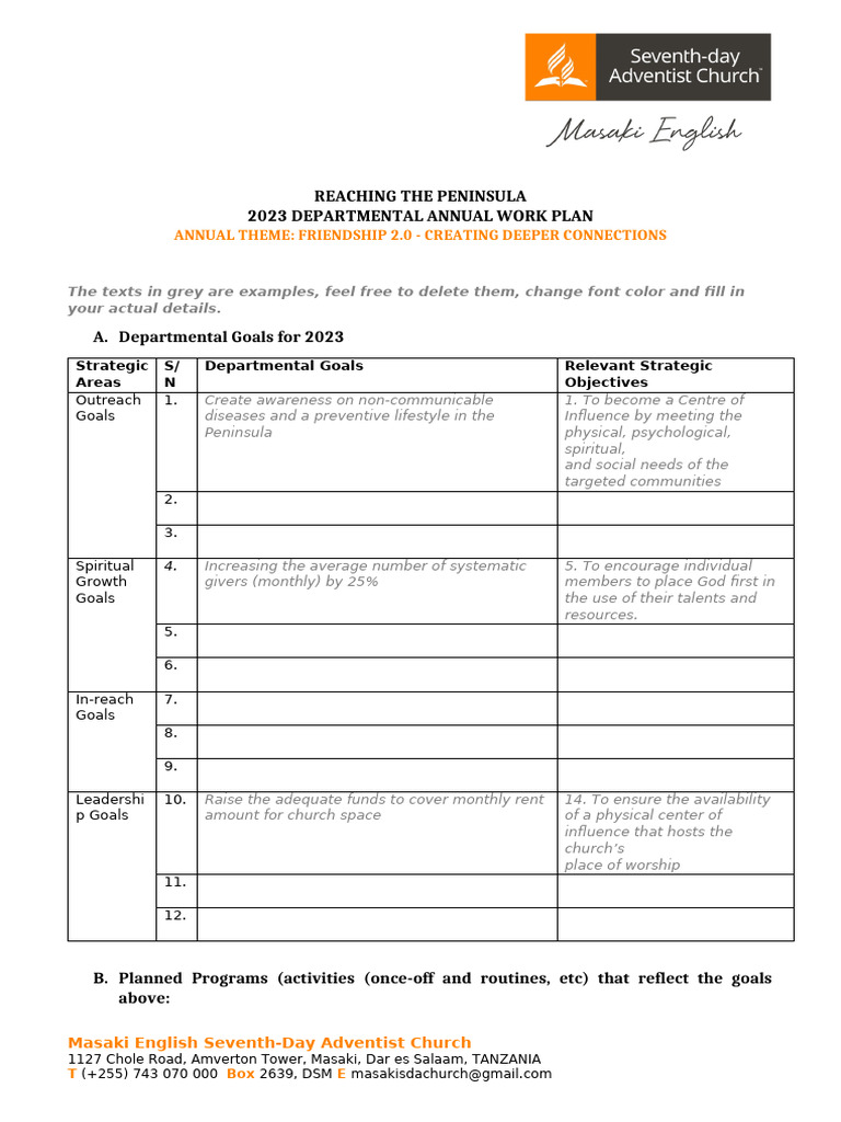 2023 Departmental Plans Template | PDF