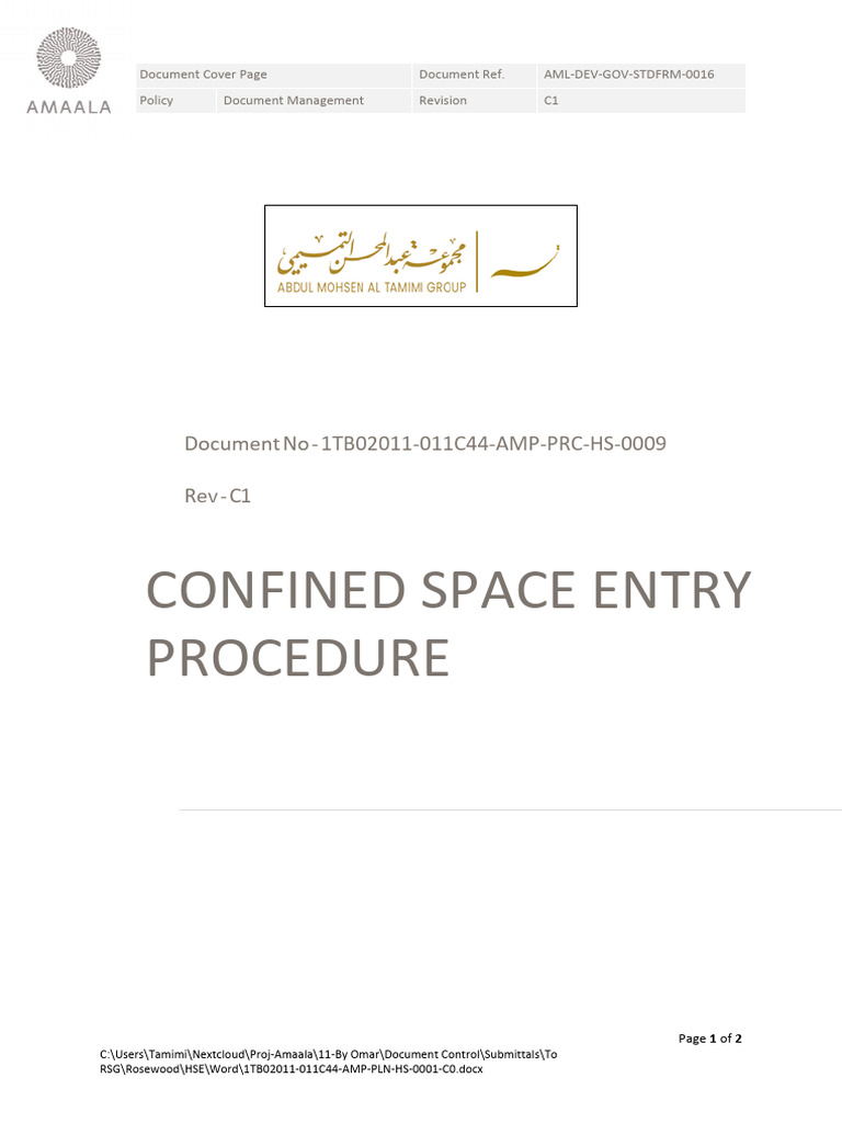 1tb02011 011c44 Amp PRC Hs 0009 Confined Space Entry - c1 | PDF ...
