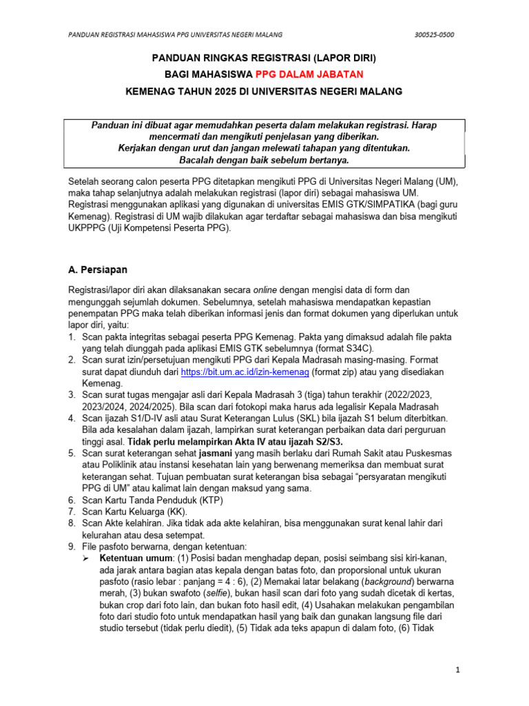 Panduan Registrasi PPG Kemenag 2025 | PDF