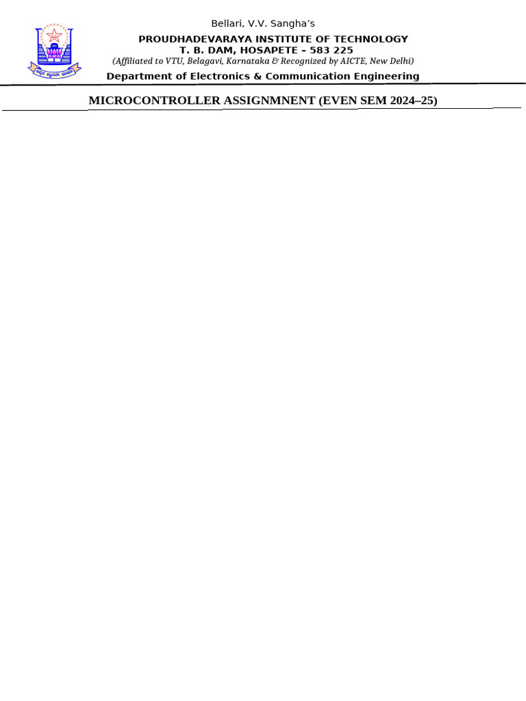 Microcontroller Assignment for ECE 2024-25 | PDF | Digital Electronics | Computing