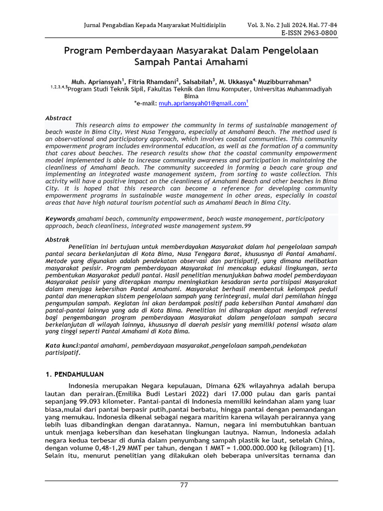 4.+program Pemberdayaan Masyarakat Dalam Pengelolaan Sampah Di Pantai Amahami | PDF