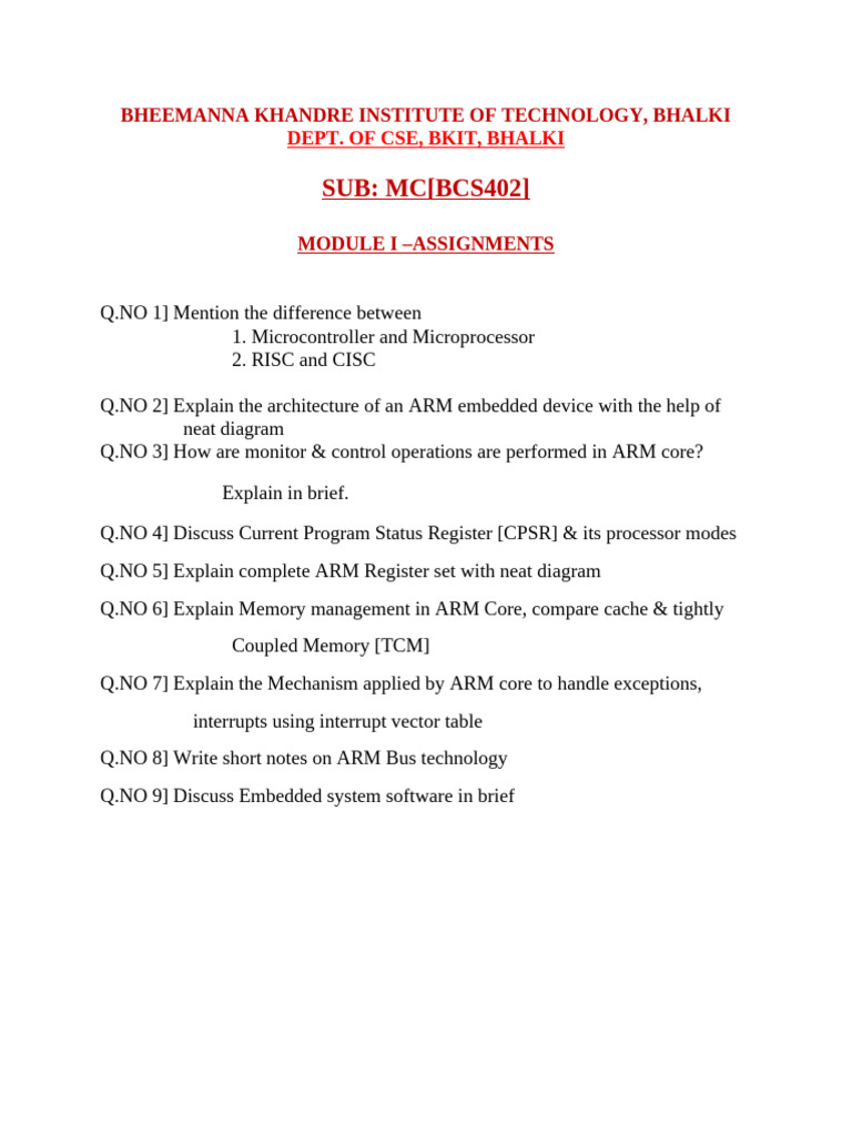 Assignments MC (BCS402) 3 | PDF | Cpu Cache | Central Processing Unit