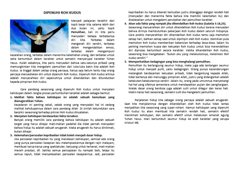 Dipenuhi Roh Kudus | PDF