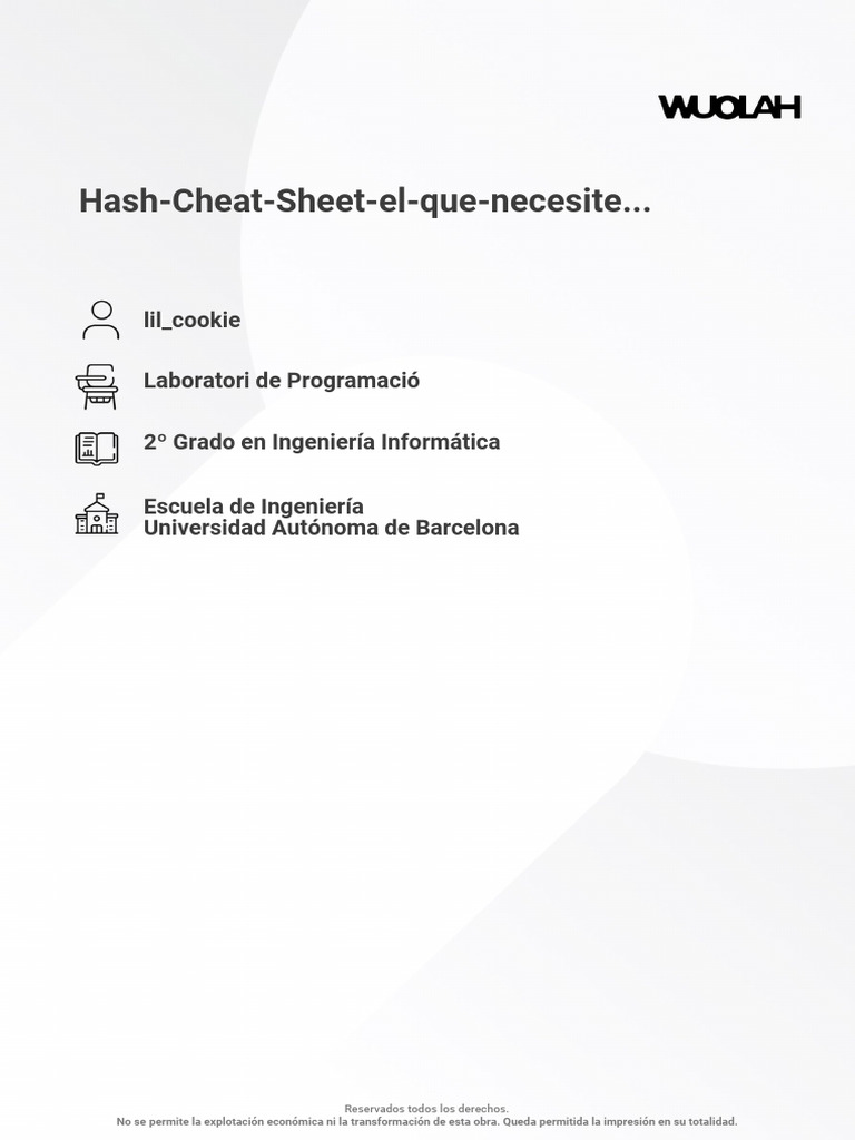 Wuolah Premium Hash Cheat Sheet El Que Necesites Per Aprobar | PDF