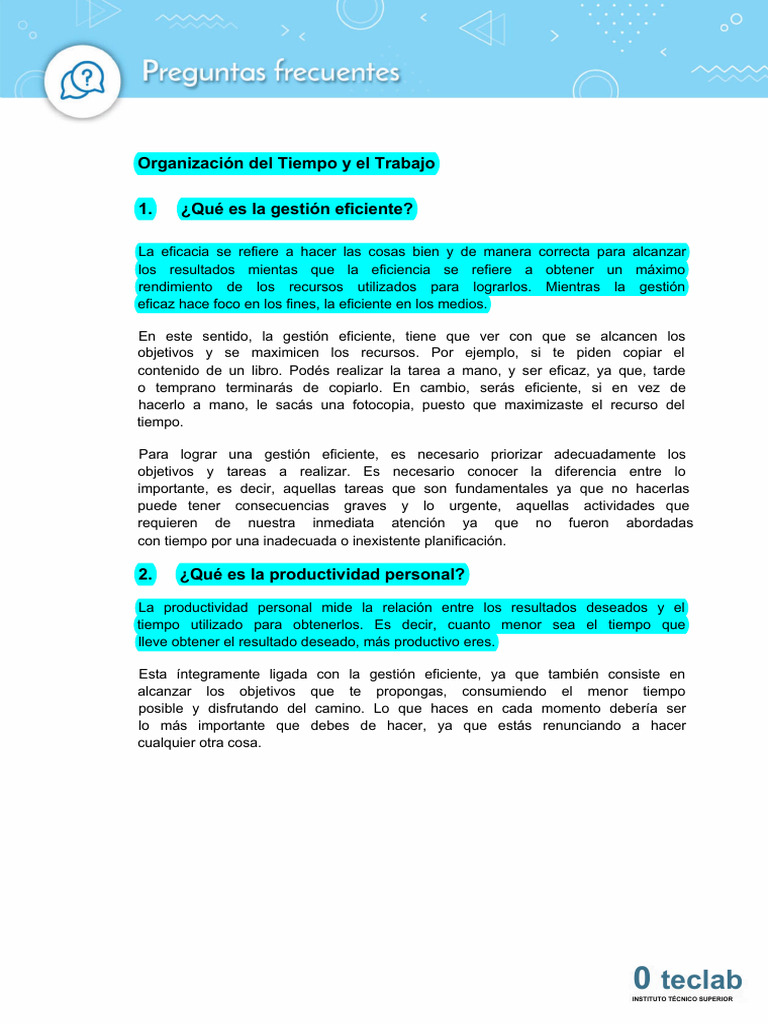 OTyT FAQ - OCR | PDF | Planificación