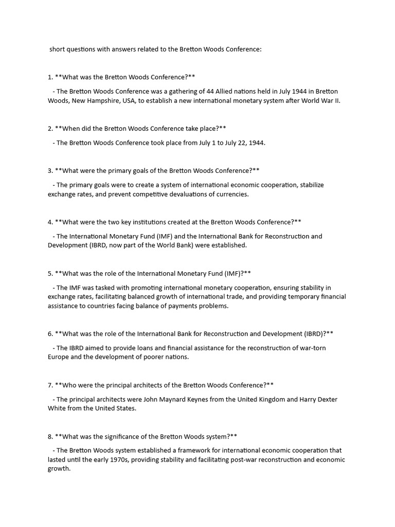 WTO's Relation to Bretton Woods System | PDF | Bretton Woods System ...