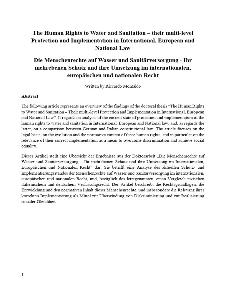 R. Montaldo - The Human Rights To Water and Sanitation - Their Multi ...