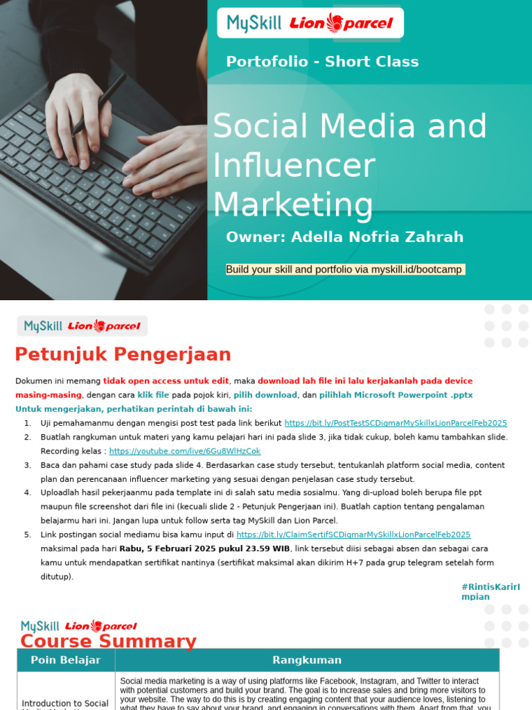 Mini Task SC MySkill X Lion Parcel - Social Media & Influencer Marketing | PDF