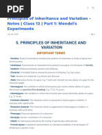 Class 12 Biology Notes Chapter -5 Notes Principles of Inheritance and ...