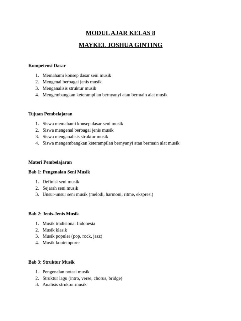 Modul Ajar MAYKEL JOSHUA GINTING | PDF