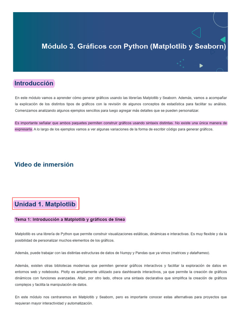 Módulo 3. Gráficos Con Python Matplotlib y Seaborn | PDF | Python (lenguaje de programación ...