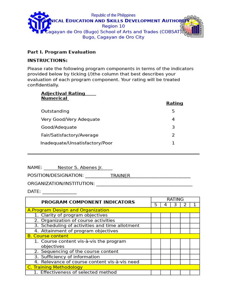 Training Program Evaluation | PDF | Documentation | Learning