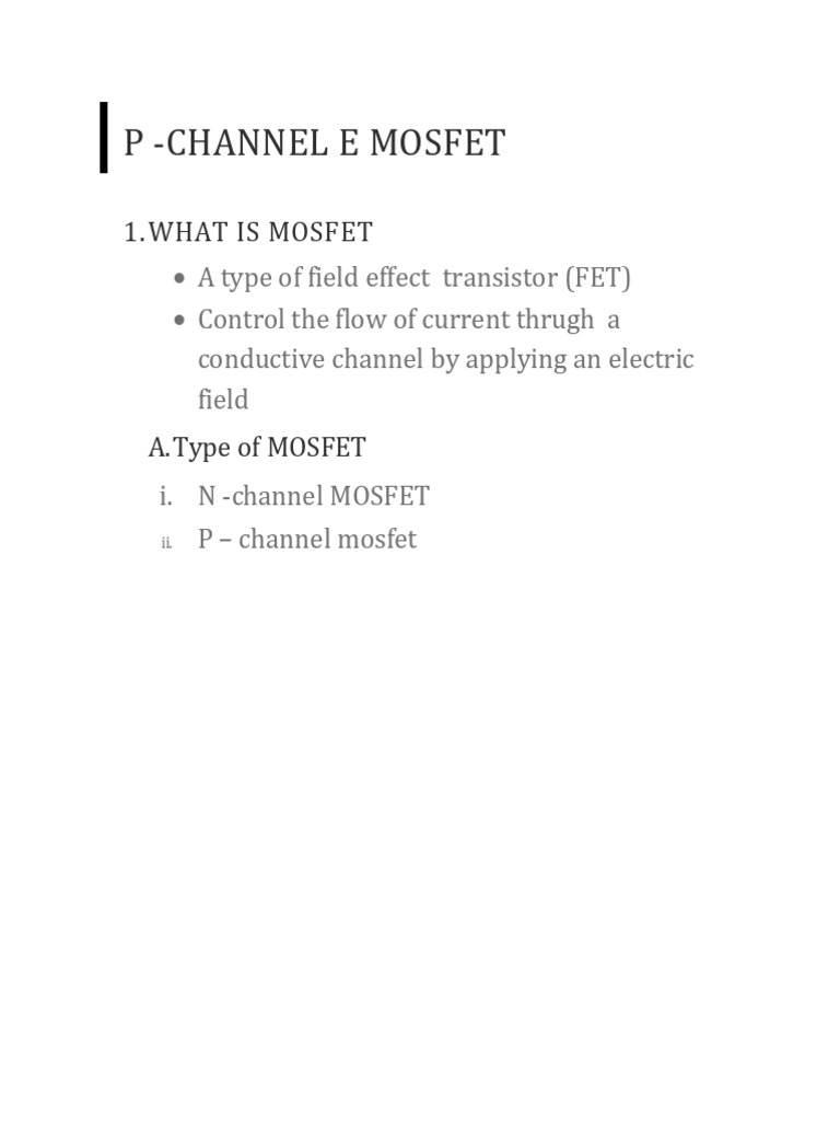 P-Channel MOSFET Overview and Applications | PDF