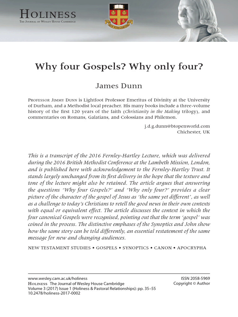 Why Four Gospels Why Only Four | PDF | Gospel Of John | Jesus
