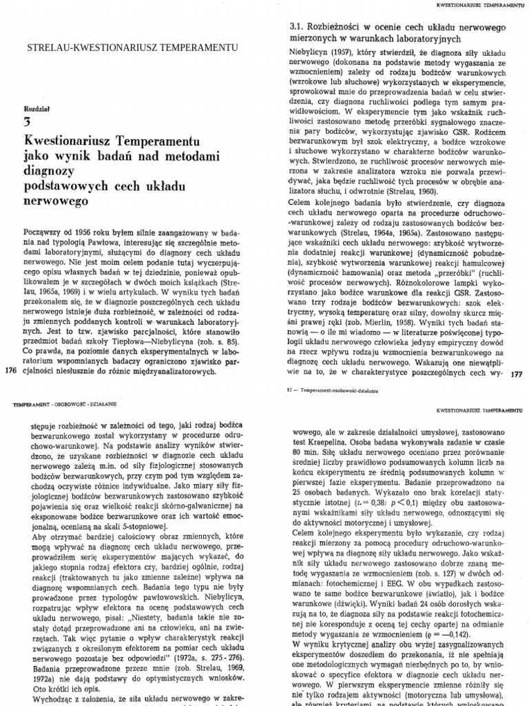 Strelau-Kwestionariusz Temperamentu | PDF
