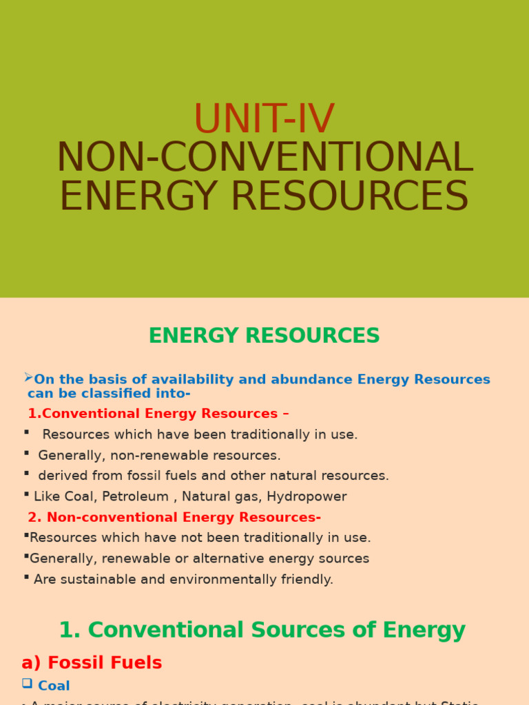 Unit IV Non Conventional Energy Resources 1 | PDF | Biofuel | Solar Energy
