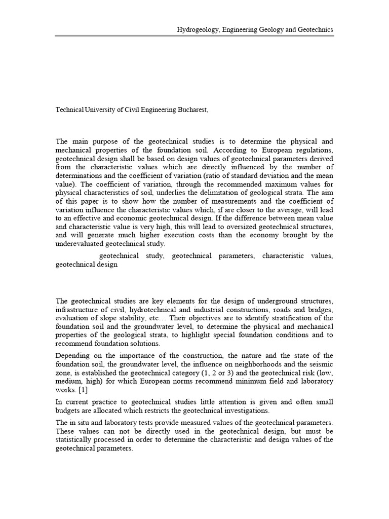 THE INFLUENCE OF GEOTECHNICAL INVESTIGATIONS MAGNITUDE ON CHARACTERISTIC VALUES OF SOILS ...