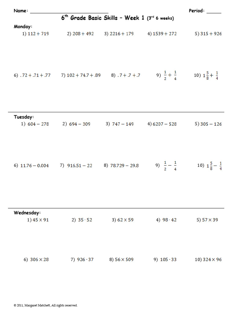 BS 1 Third 6 Weeks - 6th Grade | PDF