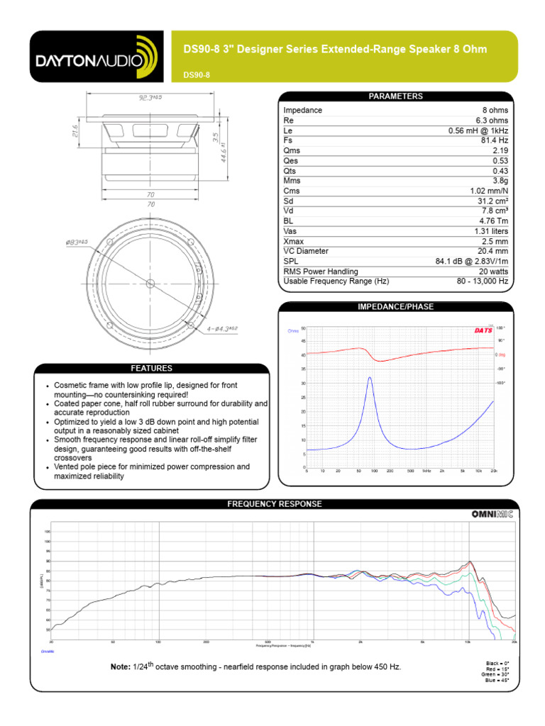 295 422 Dayton Audio Ds90 8 Specifications | PDF | Sound Production ...