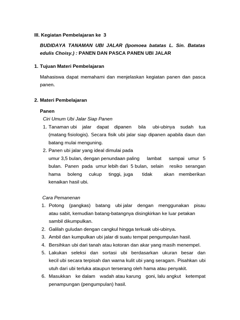 Pembelajaran 10. Panen Dan Pasca Panen | PDF