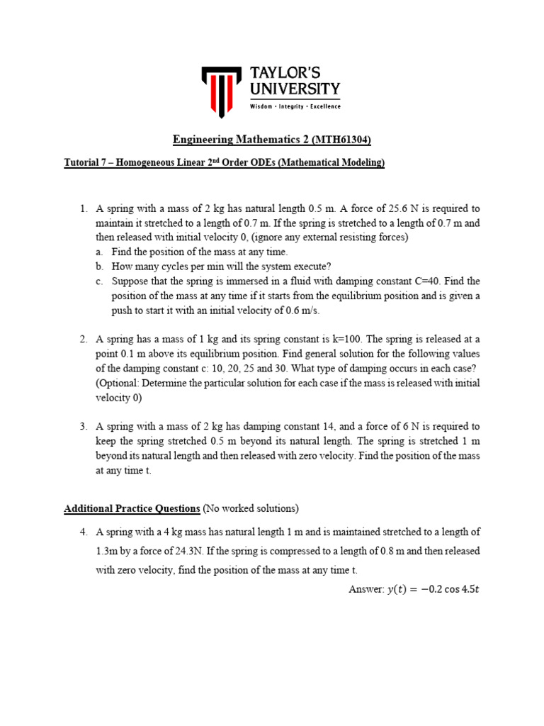ODE Tutorial 7 | PDF