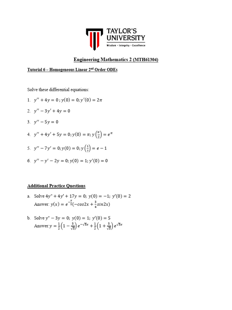 ODE Tutorial 6 | PDF
