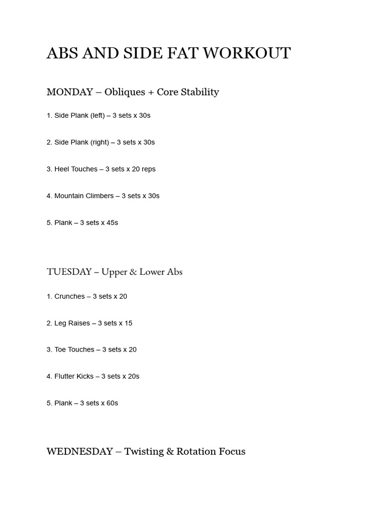Abs and Side Fat Workout | PDF