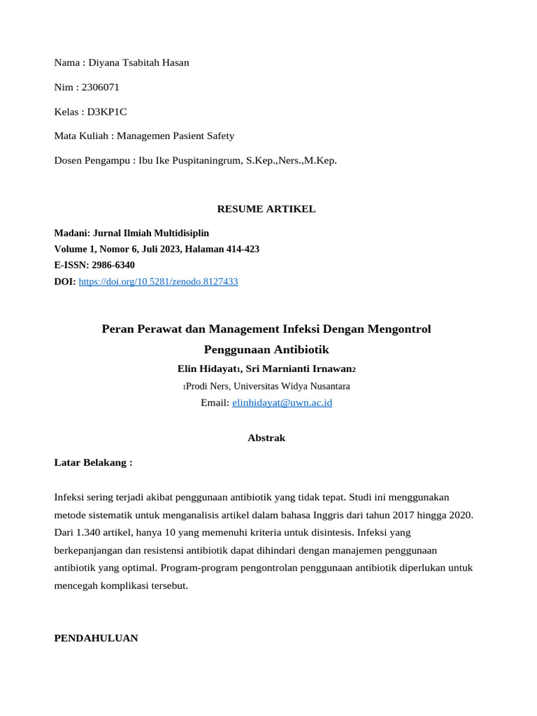 Diyana Managemet Patient Safety | PDF