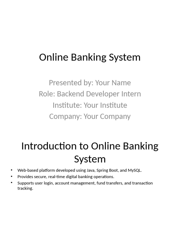 Online Banking System Presentation | PDF