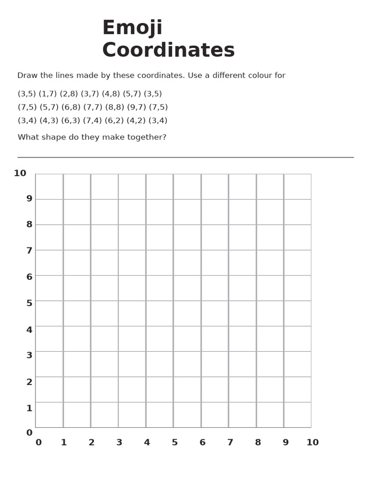 Coordinates Emoji Coordinates Activity Pack English Ver 1 | PDF