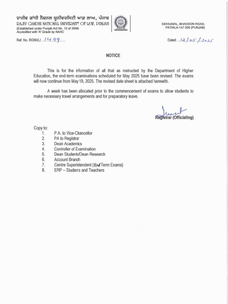 Notice 1499-Revised Date Sheet May 2025 | PDF