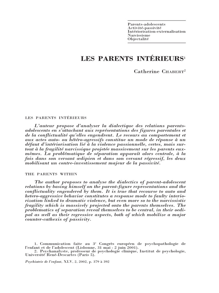 Les Parents Interieurs | PDF | Sigmund Freud | Complexe d'Œdipe