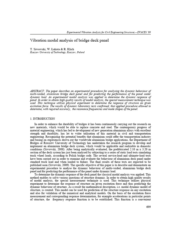 Siwowski-Vibration modal analysis of bridge deck panel | PDF | Resonance | Normal Mode