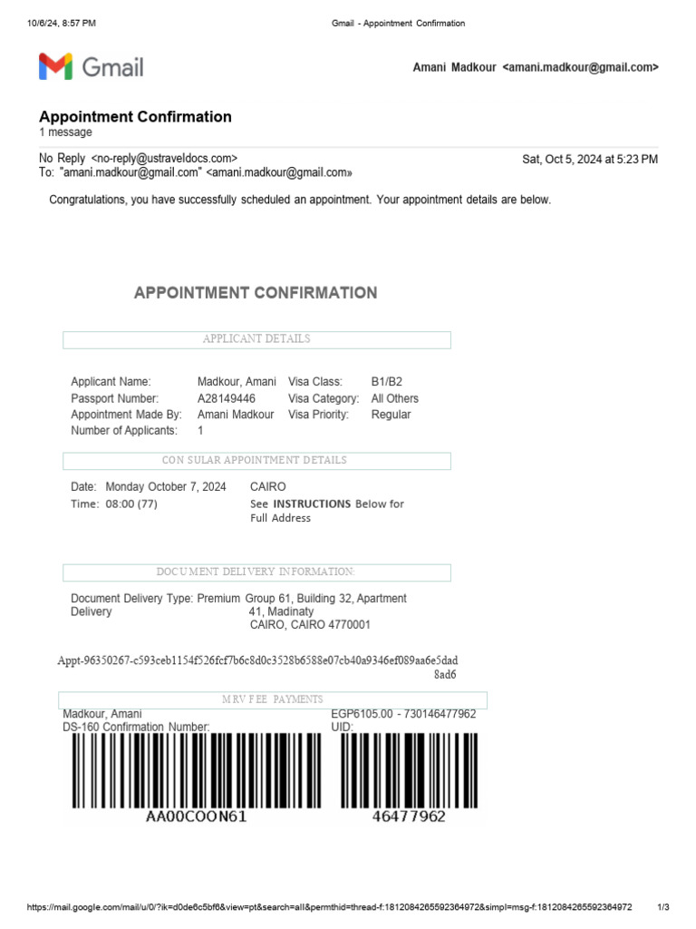Appointment Confirmation | PDF