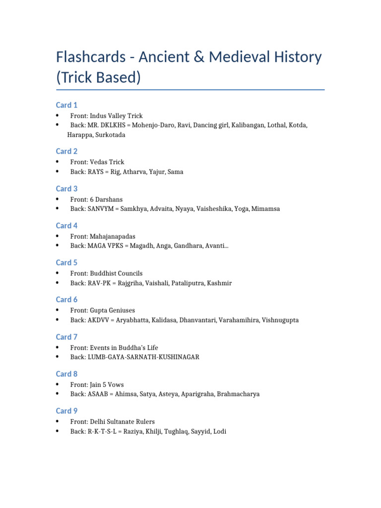 Ancient Medieval History Flashcards-1 | PDF