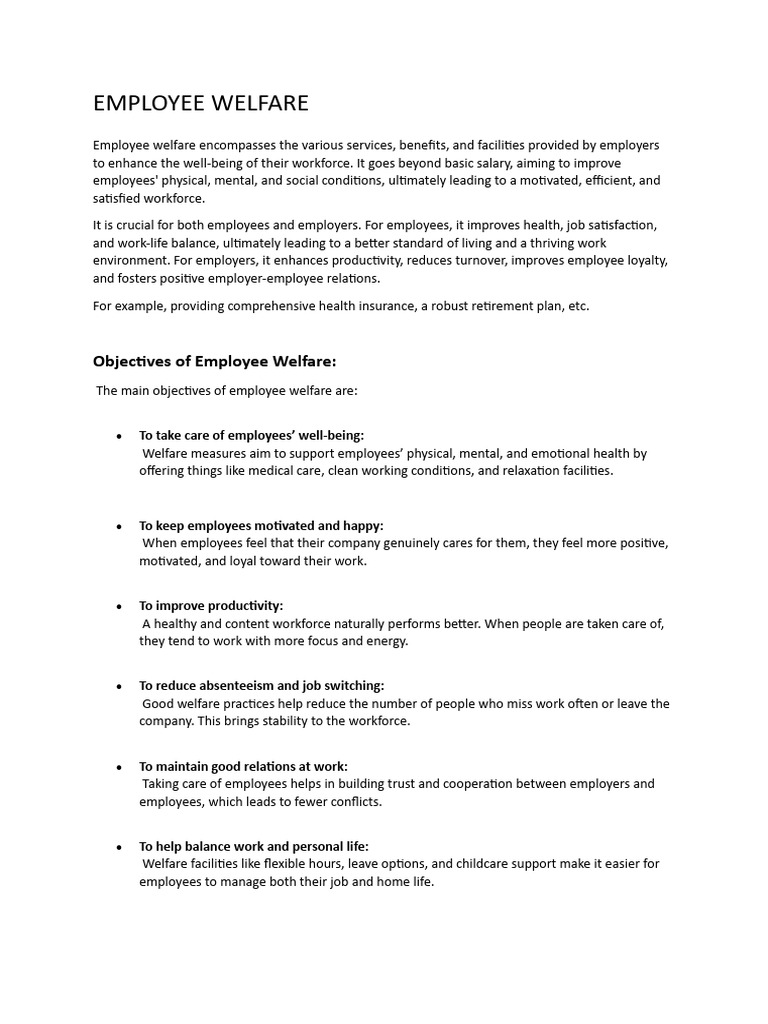 Employee Welfare | PDF | Employment | Pension
