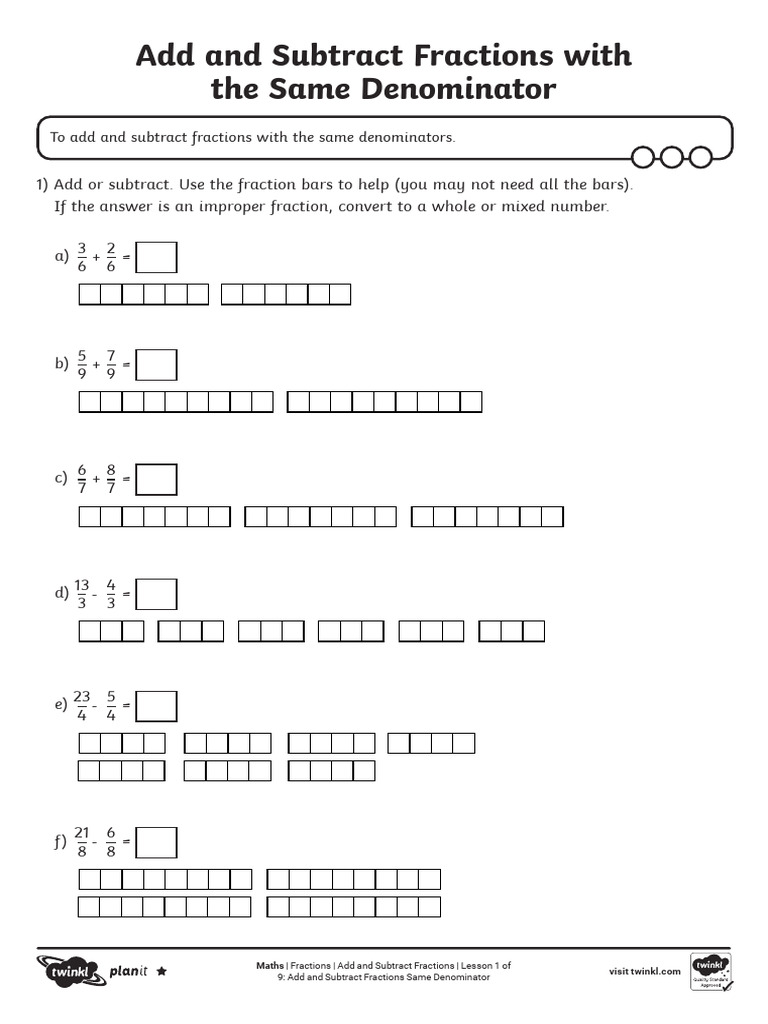 Add and Subtract Fractions Guide | PDF | Mathematical Concepts ...